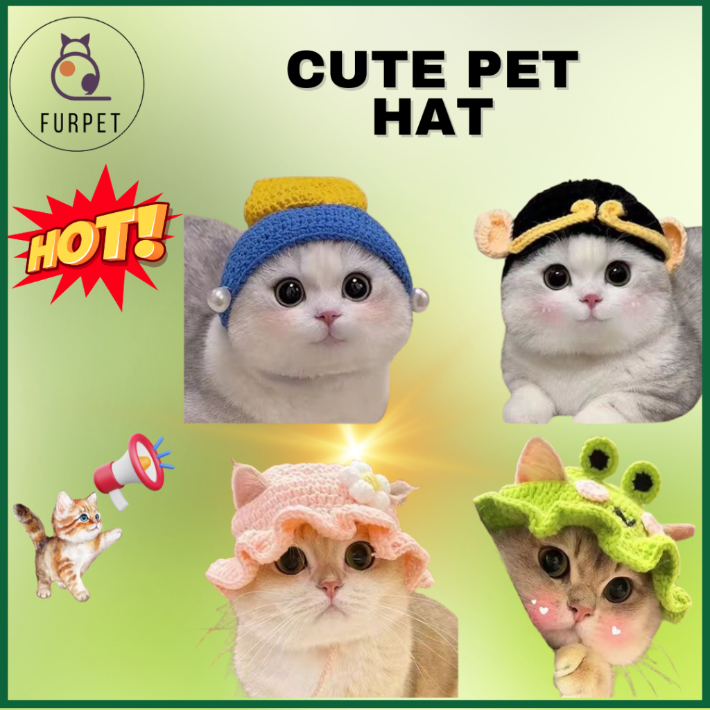 FURPET Pet Hat Cat Hat Dog Hat Cute Accesories Topi Kucing Topi Anjing ...