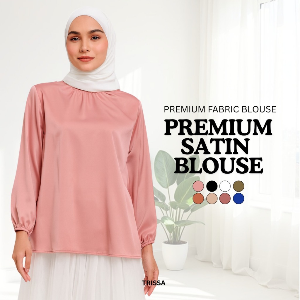 TRISSA: PREMIUM SATIN BLOUSE WITH ELEGANT AND CUTE STYLE FASHION A4160 ...