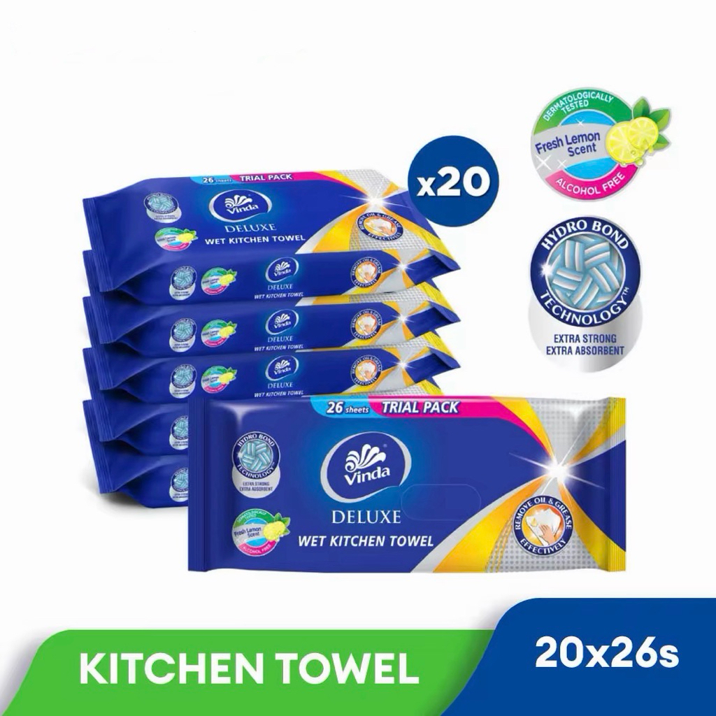Vinda Deluxe Wet Kitchen Towel Trial Pack 20 x 26s | Shopee Malaysia