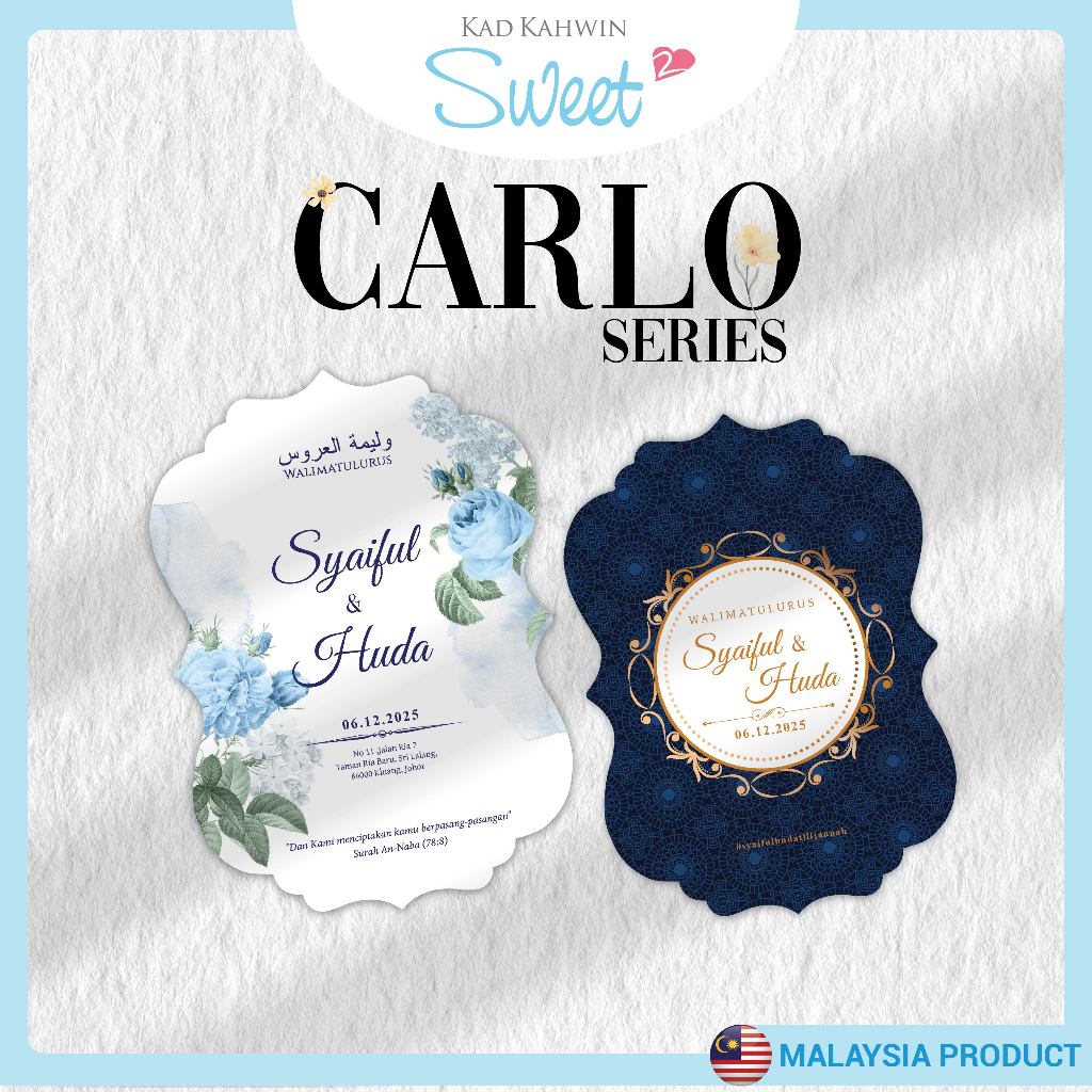 Kad Kahwin Unik Eksklusif | Carlo Series | Kad Jemputan Kahwin Floral ...