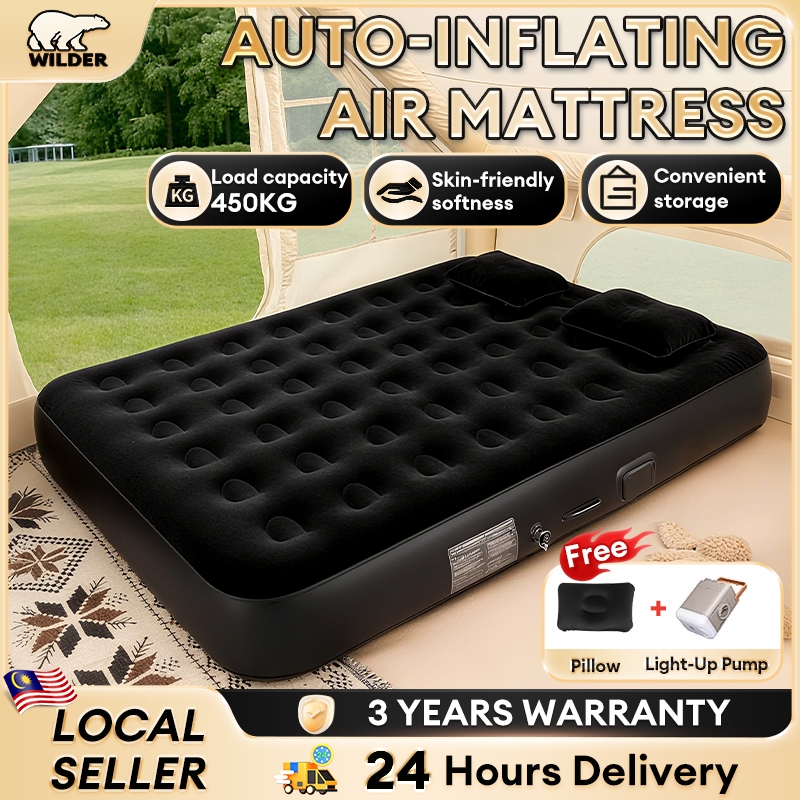 Inflatable Bed Single/Double/King Air Bed Mattress with Light-Up Pump ...