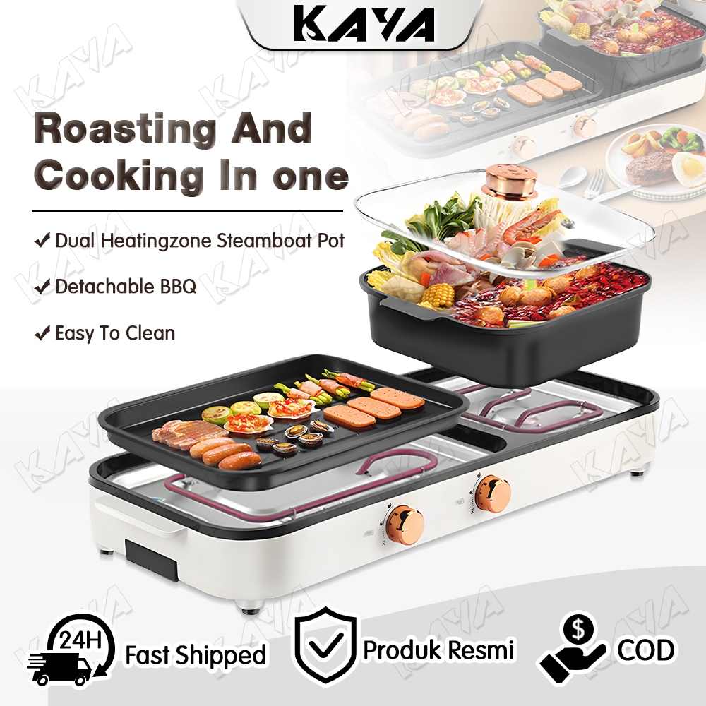 Barbeque BBQ Steamboat Pot BBQ Grill Plate Detachable Electric Marble ...
