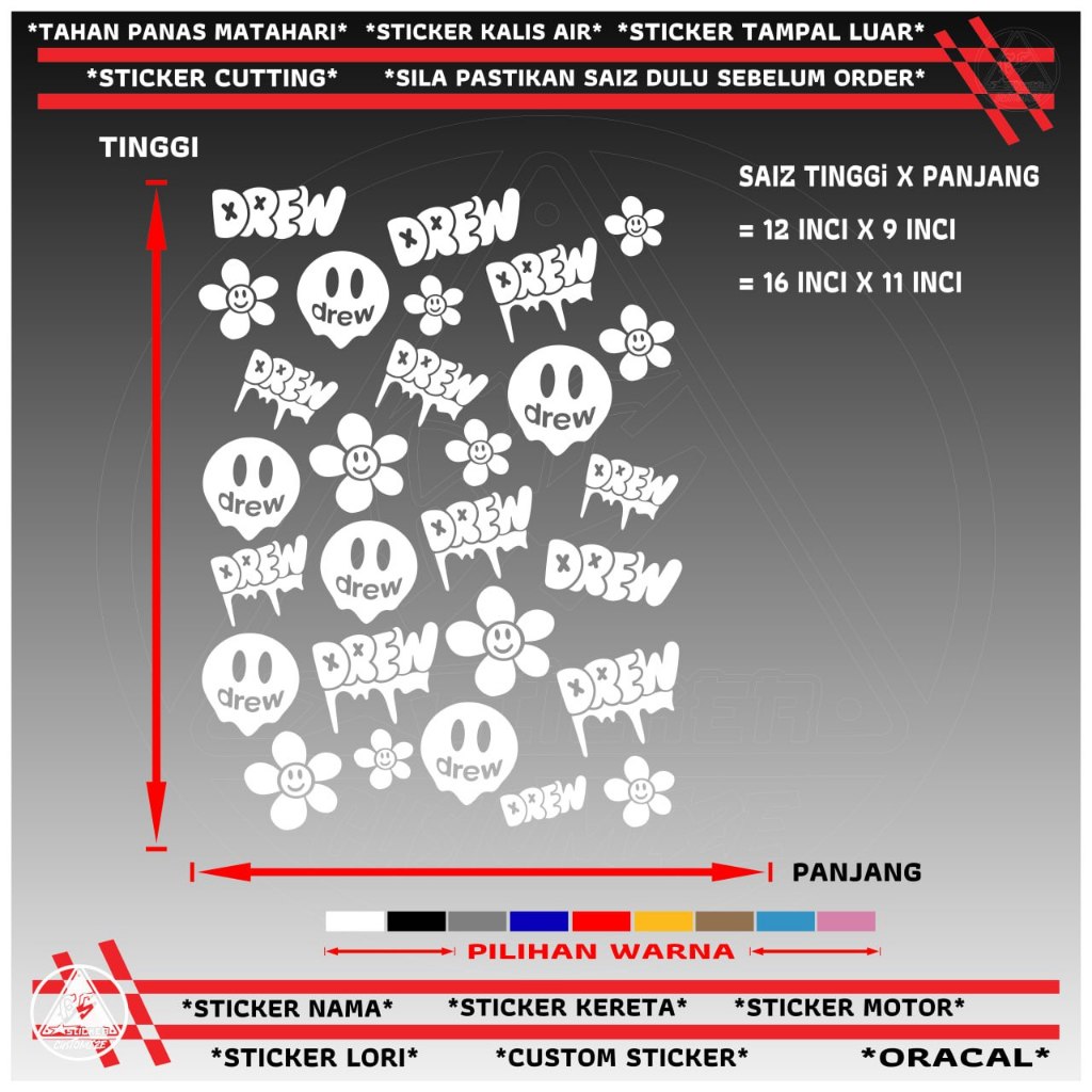 STICKER CERMIN DREW = STICKER CUTTING = 1 PCS | Shopee Malaysia