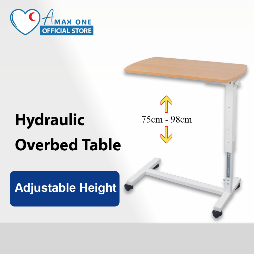 Height Adjustable Hydraulic Overbed Table with Wheels – Hospital ...