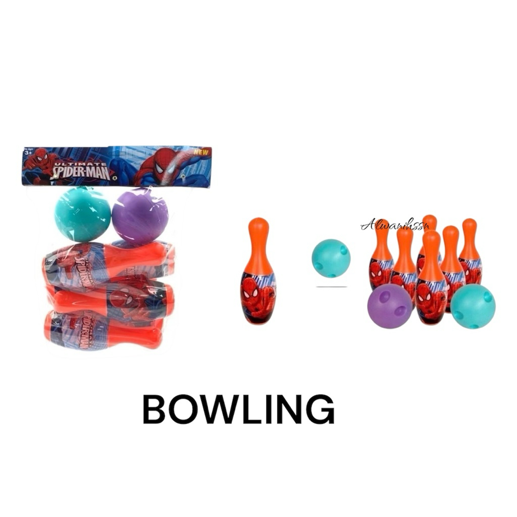 Spiderman Bowling Kids Toy Set 10-Pin with 2 Balls Indoor Playset ...