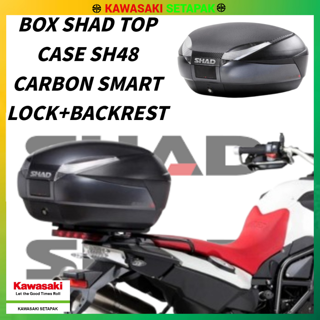 BOX SHAD TOP CASE SH48 CARBON-SMART LOCK+BACKREST(GREY) | Shopee Malaysia