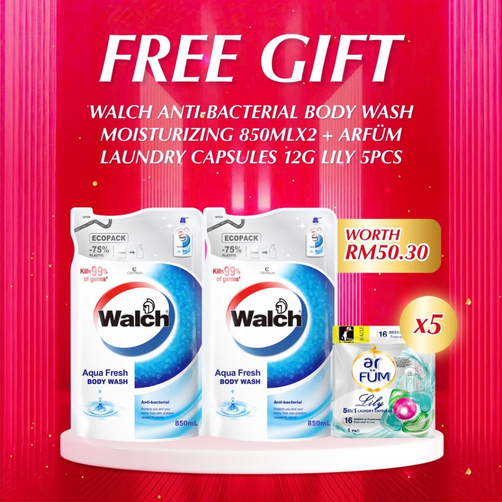 11.11 GWP Walch Body Wash Aqua Fresh 850ml & Ka 4in1 Laundry Capsules ...