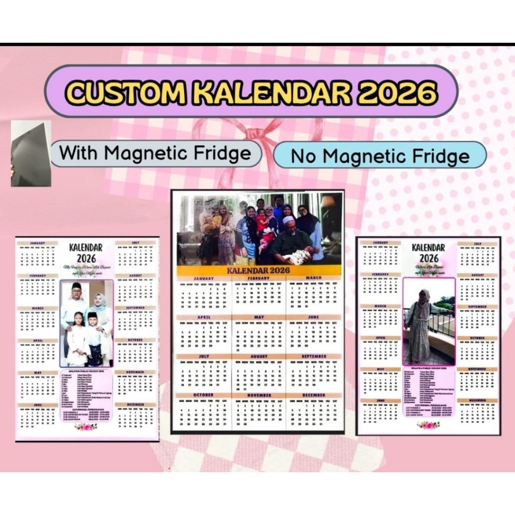 KALENDAR 2026 COSTUM A4 SIZE MAGNETIC FRIDGE | Shopee Malaysia
