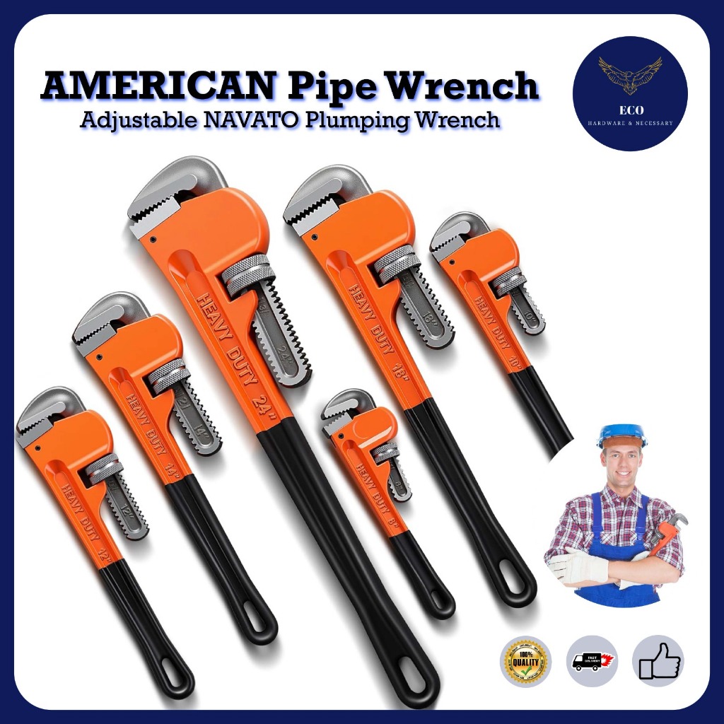 Heavy Duty American Pipe Wrench Adjustable Spanner Wrench Sepana Paip ...