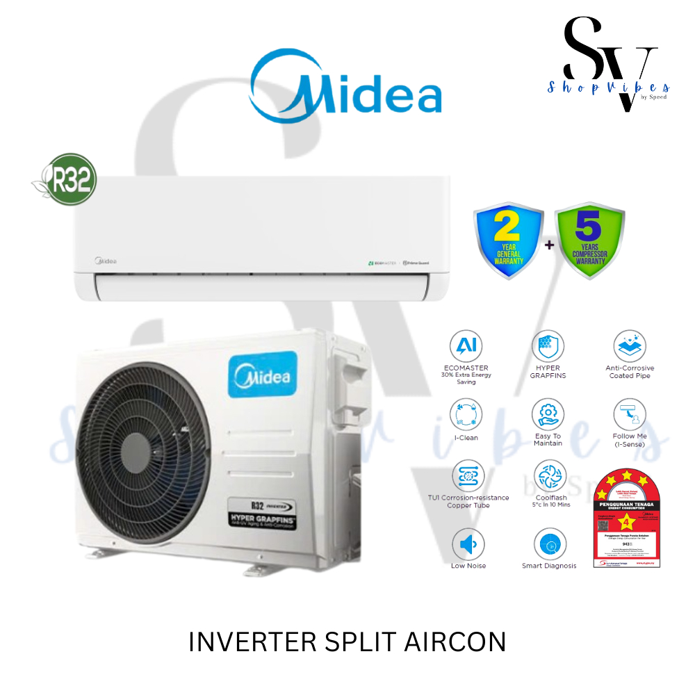 [SABAH ONLY] MIDEA CELEST INVERTER SPLIT AIRCON MSCE10CRFN8 MSCE13CRFN8 ...