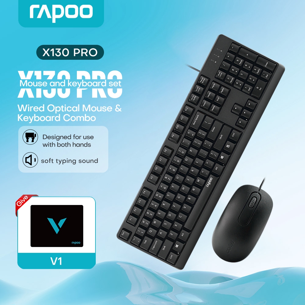 RAPOO X130Pro Wired Optical Mouse & Keyboard Combo | Shopee Malaysia