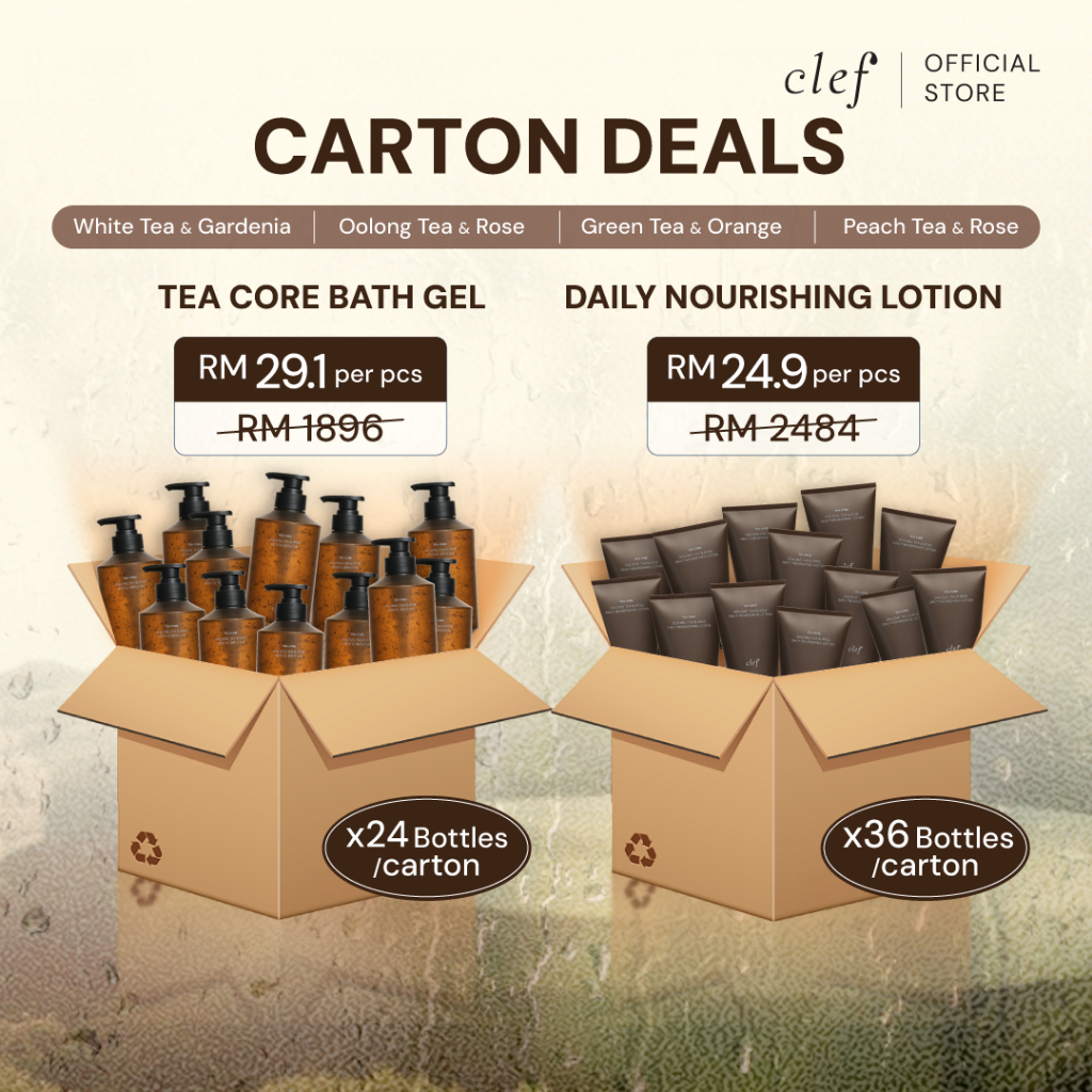 [CARTON] CLEF Tea Core Gentle Bath Gel & Daily Nourishing Lotion ...