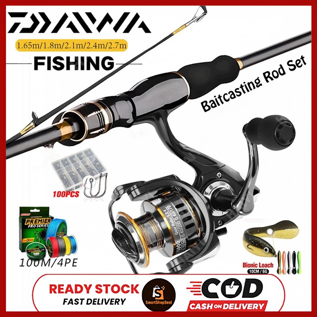 DAIWA Portable Pancing Set Fishing Rod Set 2 Section Rod Spinning 5.2:1 ...