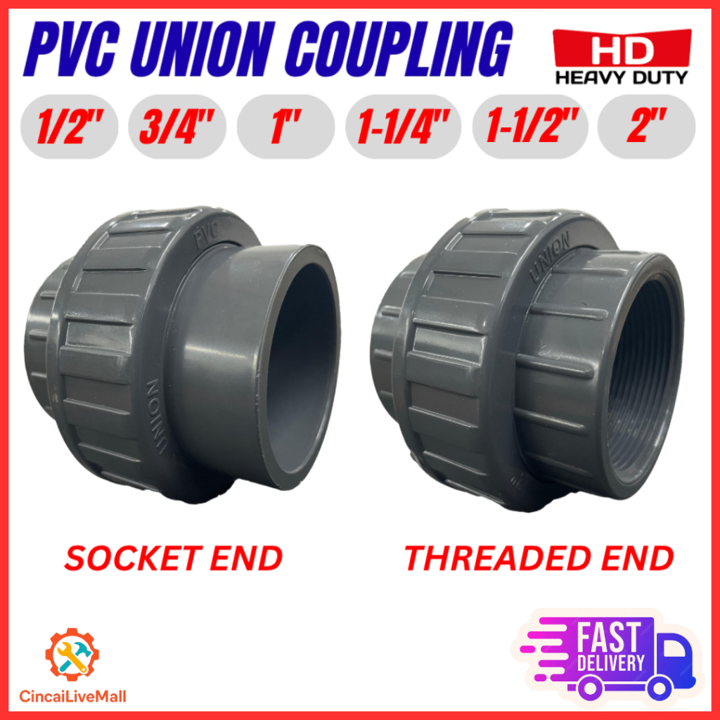 HEAVY DUTY PVC Union Coupling Socket End - S/E Threaded - T/E [1/2", 3/ ...