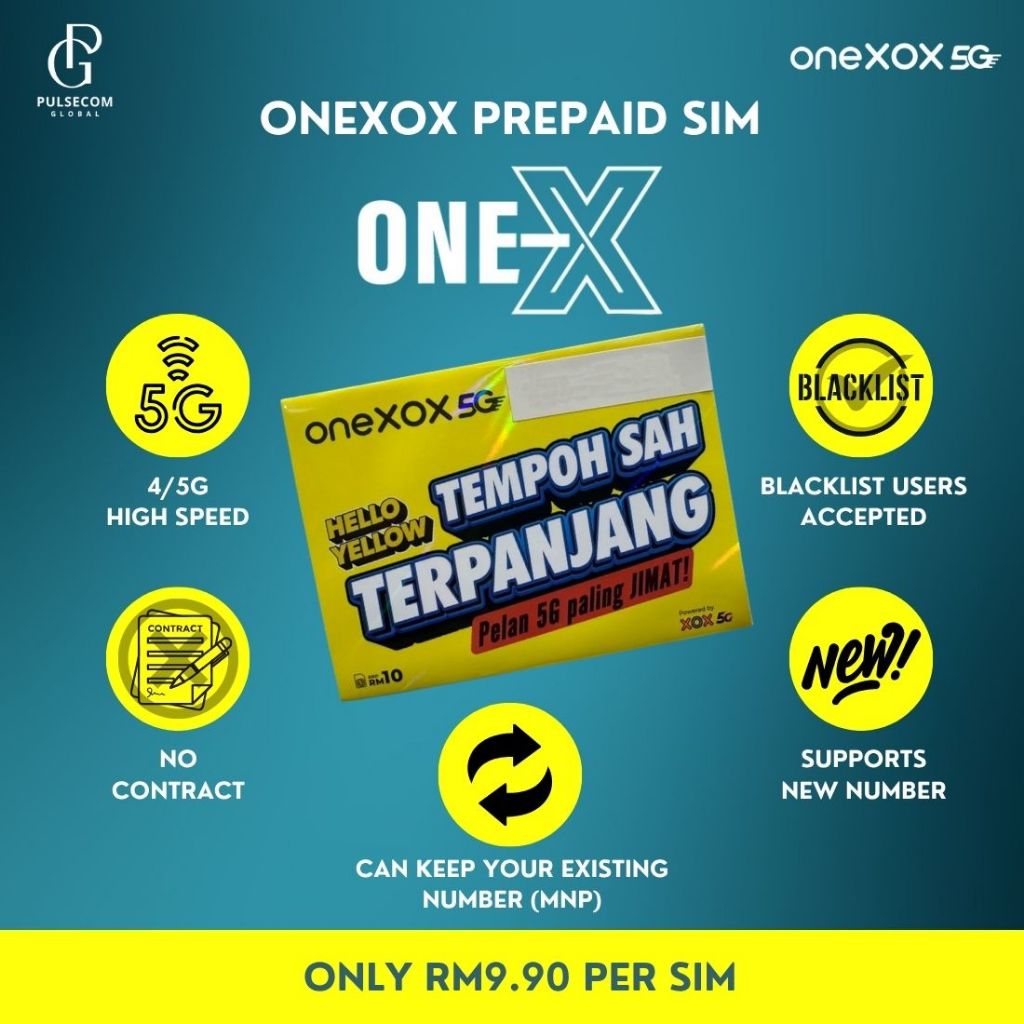 ONEXOX XOX 5G PREPAID SIMCARD ONLY ADD ON RM22 100GB HIGH SPEED ...