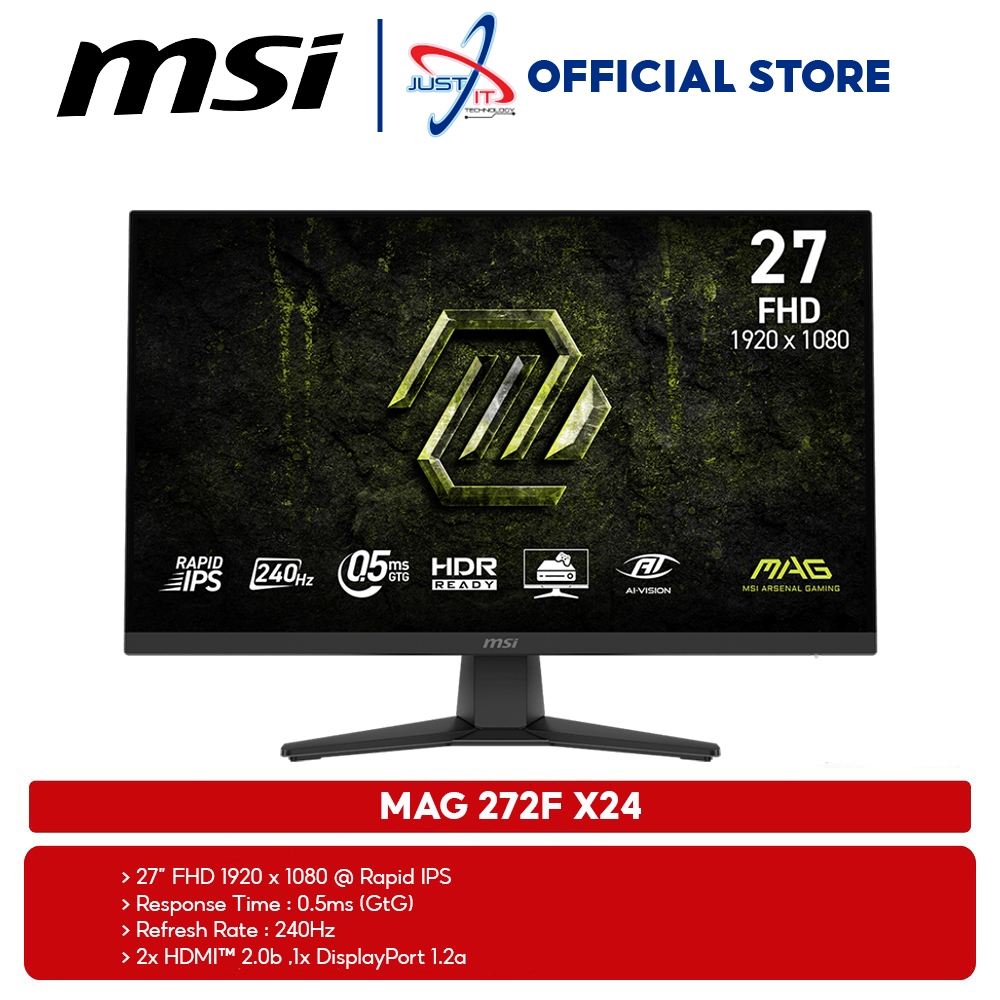 MSI MAG 272F X24 27" GAMING MONITOR ( 27" RAPID IPS FHD / 0.5MS / 200HZ / AMD FREE-SYNC / HD MI ...
