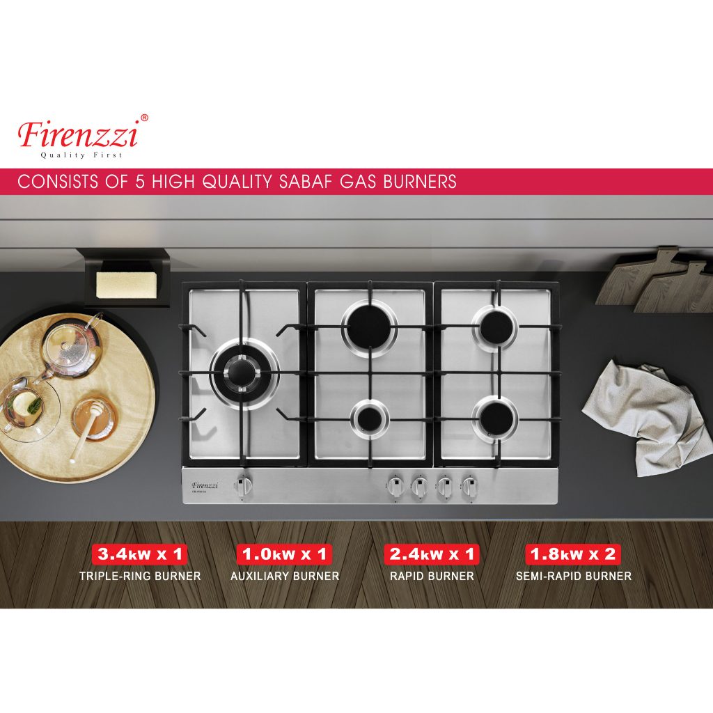 【FIRENZZI FH-9500SS】5 Burner Italian Platinum Premium Stainless Steel ...