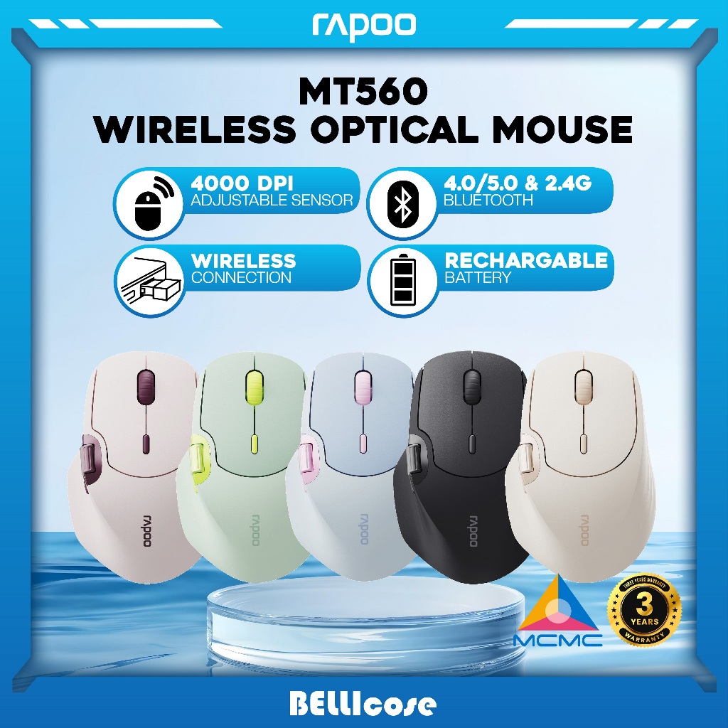 Rapoo MT560 Multi-mode Wireless Optical Mouse - 3 Year Warranty by ...