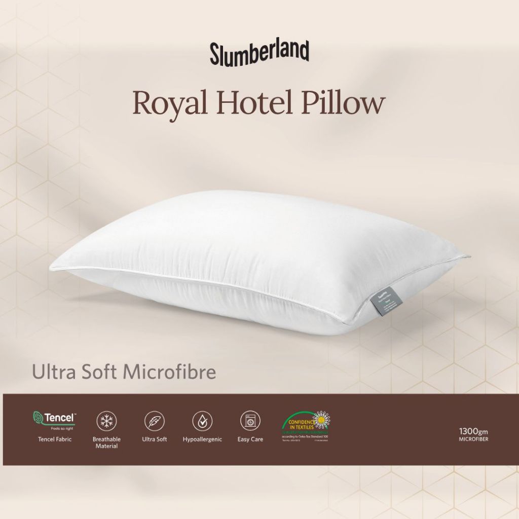 Slumberland Royal Hotel Pillow | TENCEL™ Fabric Cover | 1300g Ultra ...