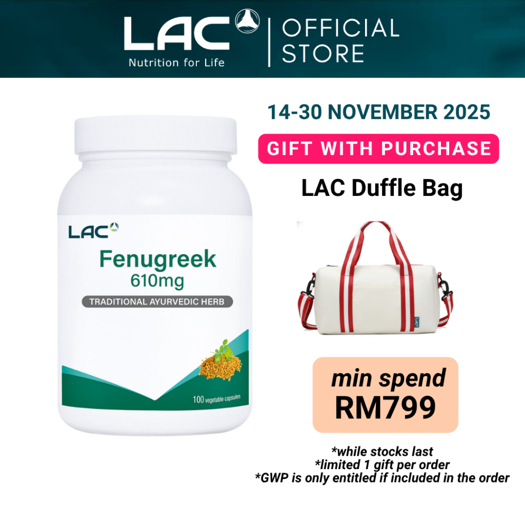 LAC Fenugreek 610mg (100 Vegetable Capsules) [Exp Apr 2028] 01404410 ...