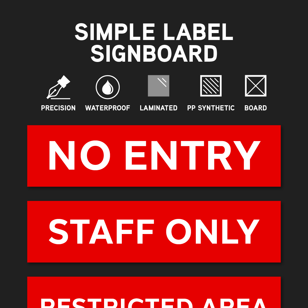 No Entry. Staff Only. Restricted Area. Simple Red Sticker Label Sign ...