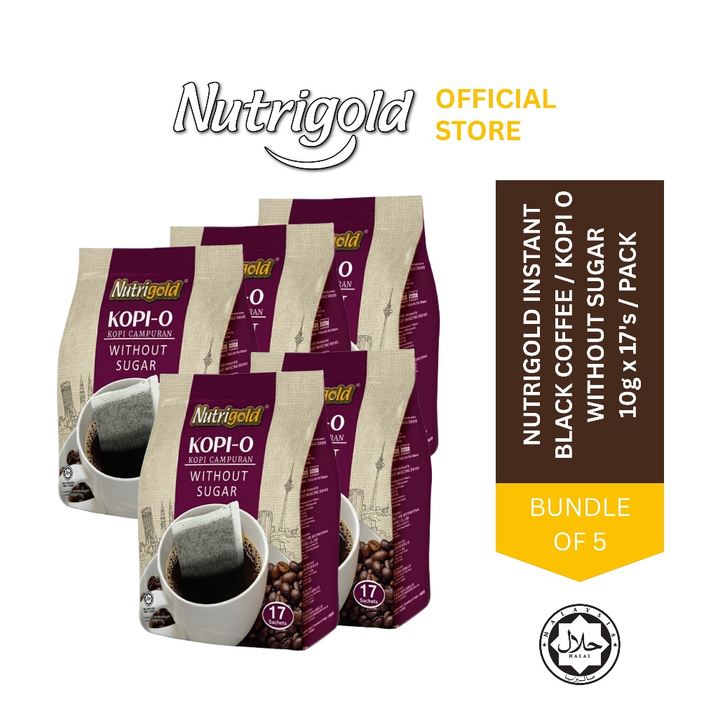 [Bundle of 5] Nutrigold Instant Black Coffee / Kopi O (10/15g x 17 Bags ...