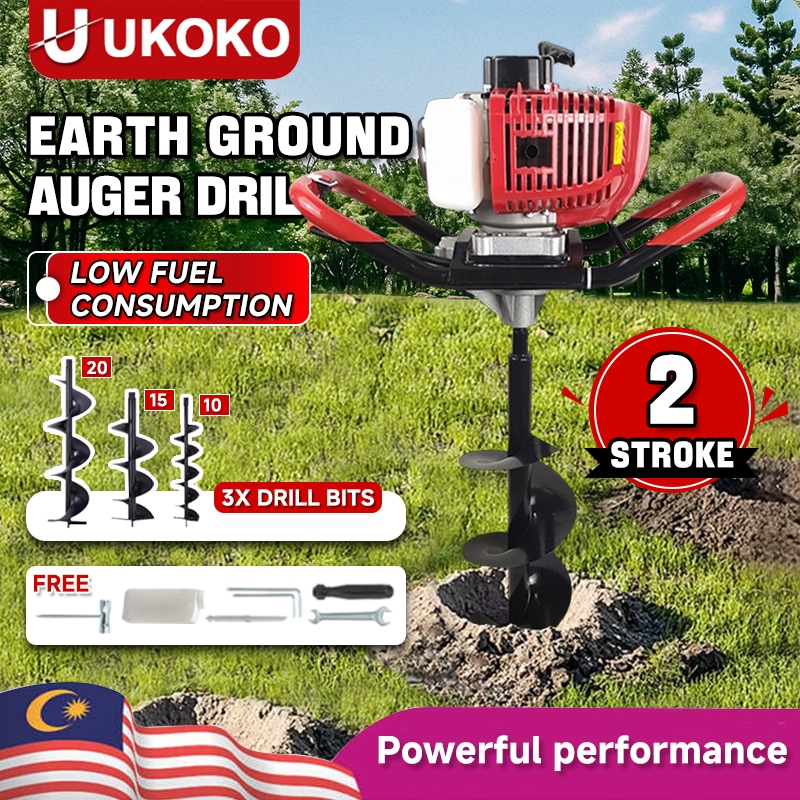 Earth Auger Drill Heavy Duty Mesin Drill Tanah 49cc 2-Stroke Mesin ...
