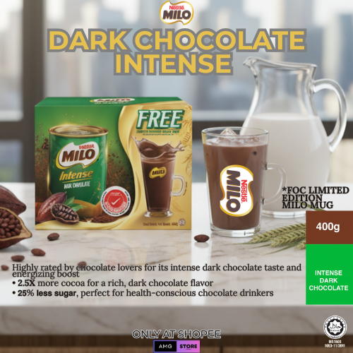 Milo Intense Dark Chocolate Tin FOC LIMITED EDITION MILO MUG | Shopee ...