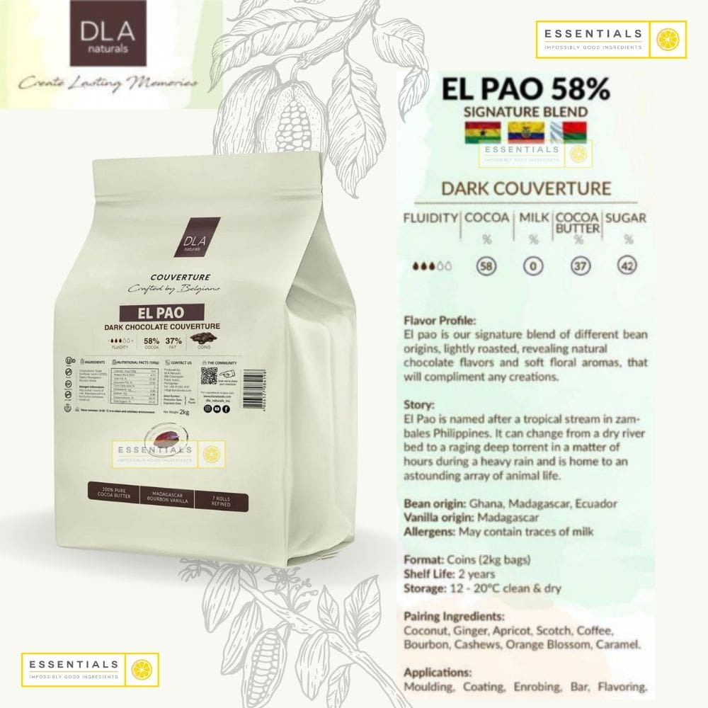 DLA NATURALS EL PAO 58% Dark Chocolate Couverture Coins 2KG | Shopee ...