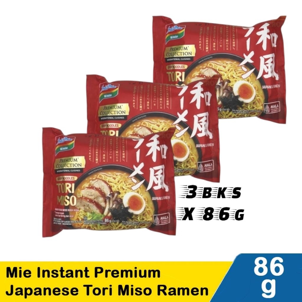 Indomie Tori Miso Ramen Miso Sauce Chicken Flavor(1Pack isi 3bks X 86g ...