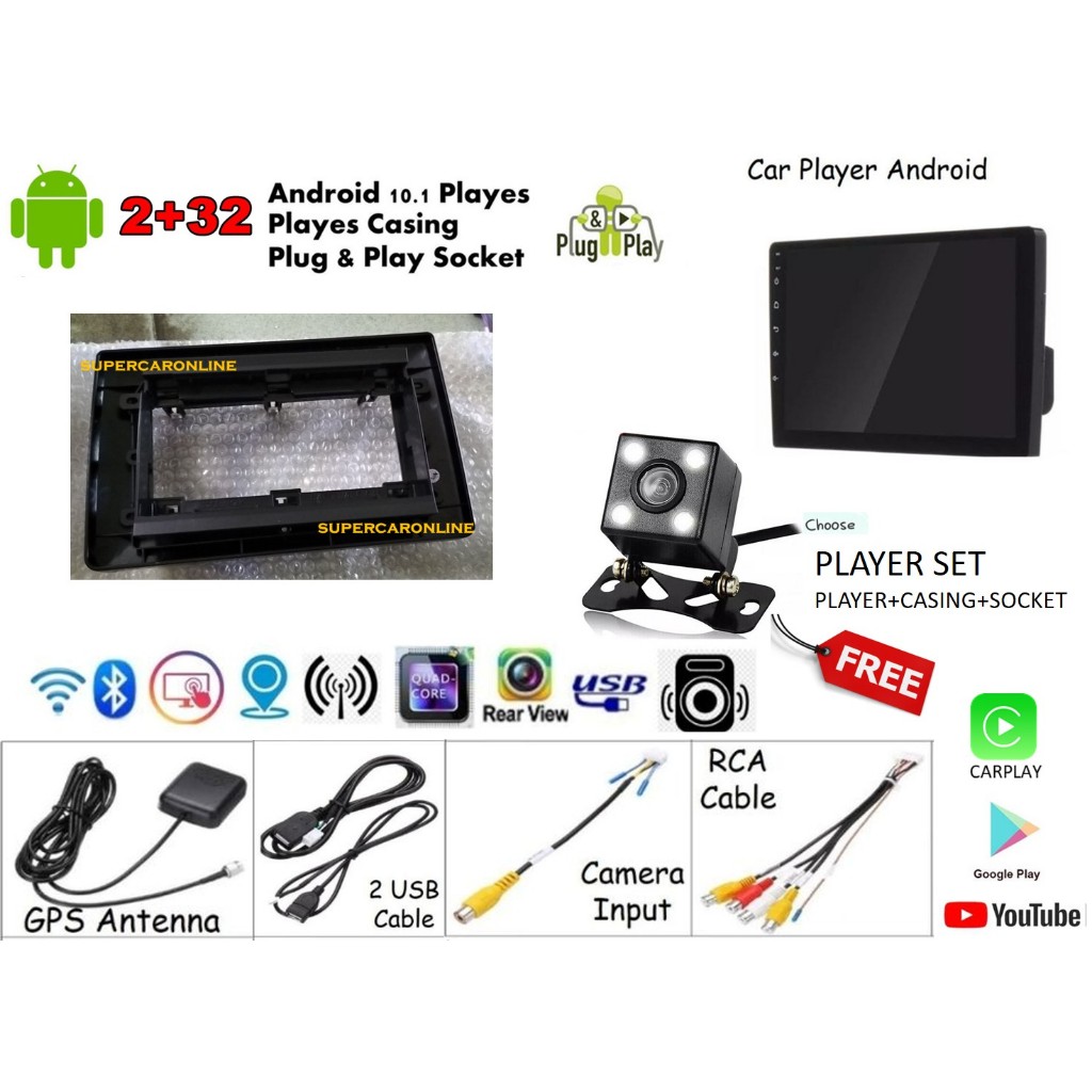 Proton WAJA android player 10 inch PLUG N PLAY with OEM casing | Shopee ...