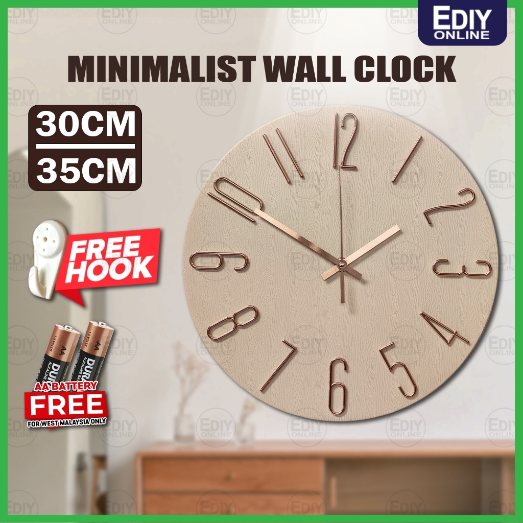 30cm 12inch Muji IKEA Minimalist Frameless Wall Clock Luminous Quartz ...