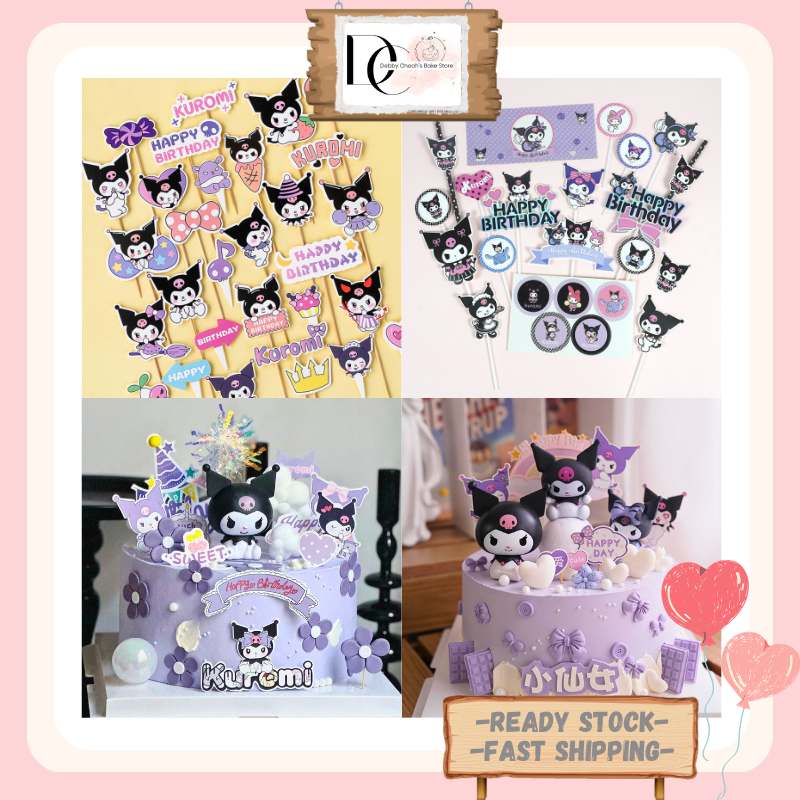 Sanrio Kuromi Theme Sticker Kuromi Cupcake Topper Birthday Cake Topper ...