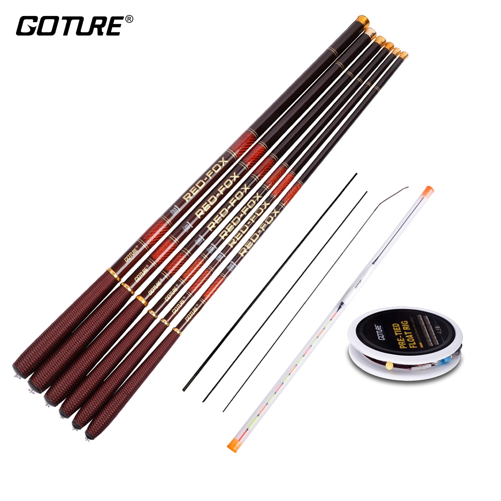 Goture RED-FOX Stream joran pancing Carbon Fiber Telescopic Fishing Rod ...