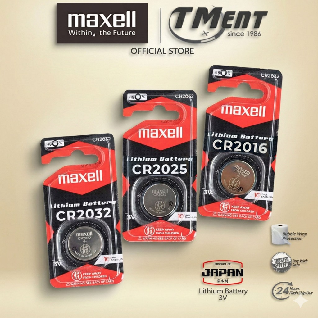 PREMIUM MAXELL CR2032 CR2025 CR2016 Single Pack Genuine Japan Lithium ...