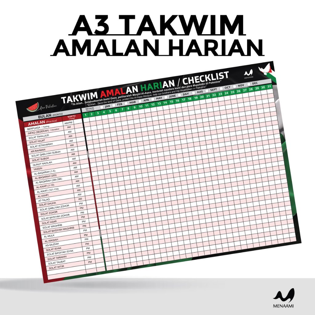 [ 2026 ] Daily Routine Taqwim Wall Desk Chart Calendar TAKWIM AMALAN ...