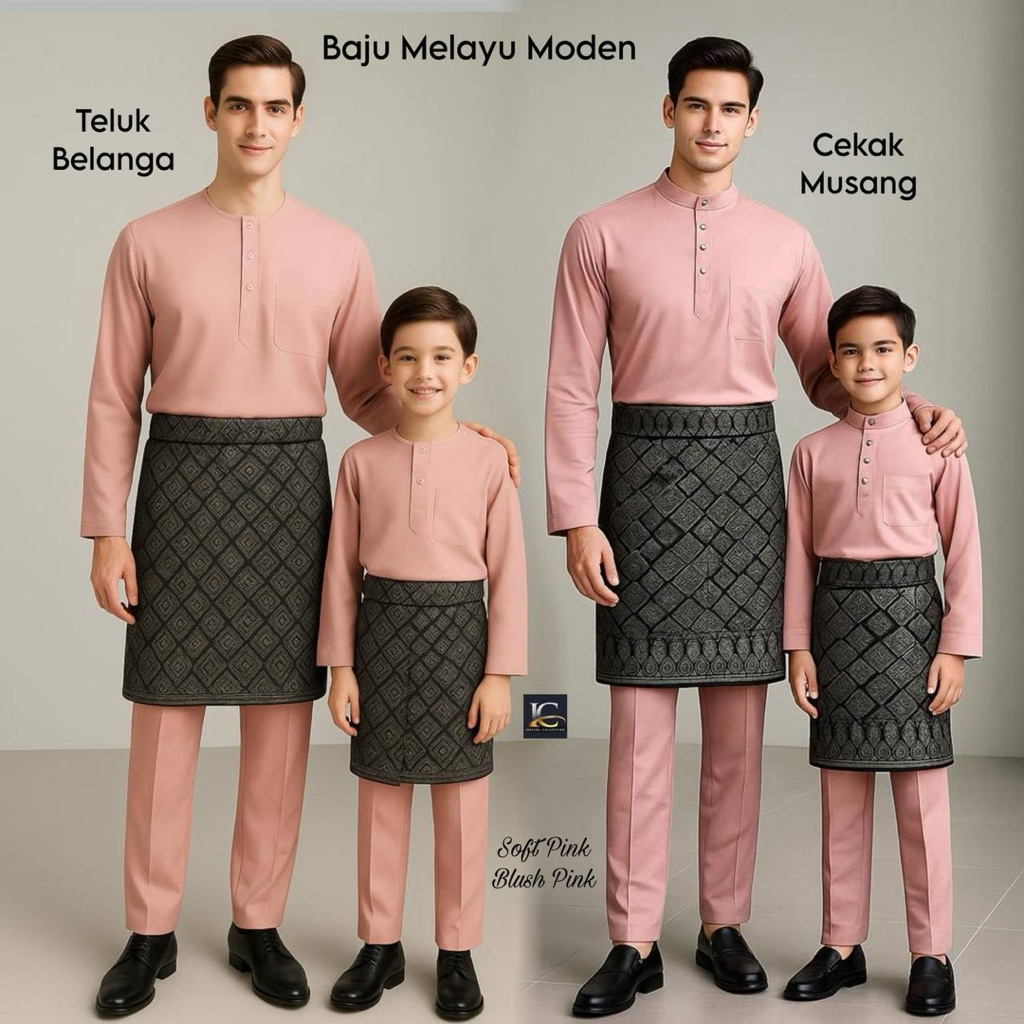 SOFT PINK / BLUSH PINK BAJU MELAYU MODEN SET SEDONDON CEKAK MUSANG DAN ...