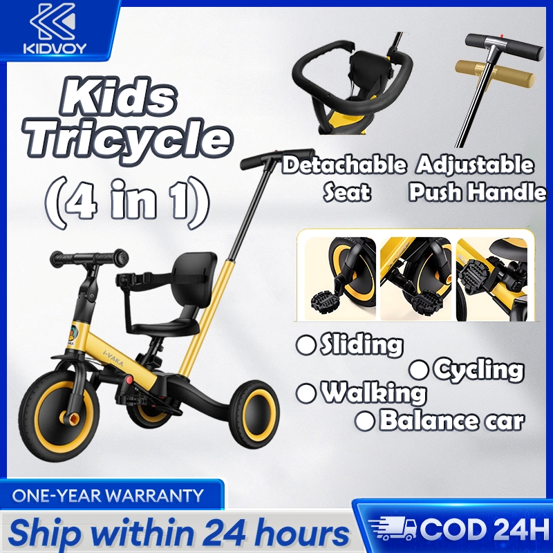 Beige 4IN1 Baby Tricycle kids basikal Foldable Balance Bike ...