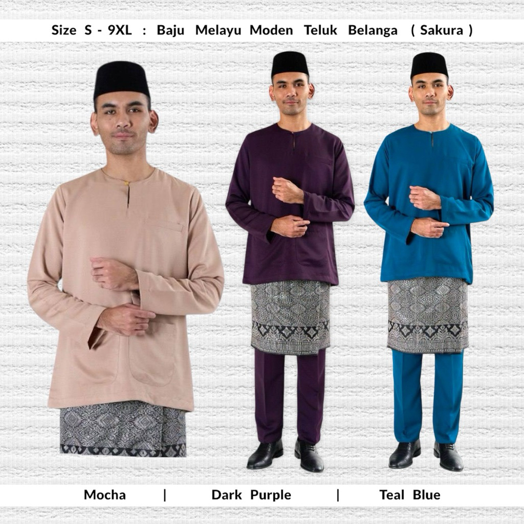 [ S - 9XL ] Baju Melayu Teluk Belanga . Baju Melayu Moden . Baju Melayu ...