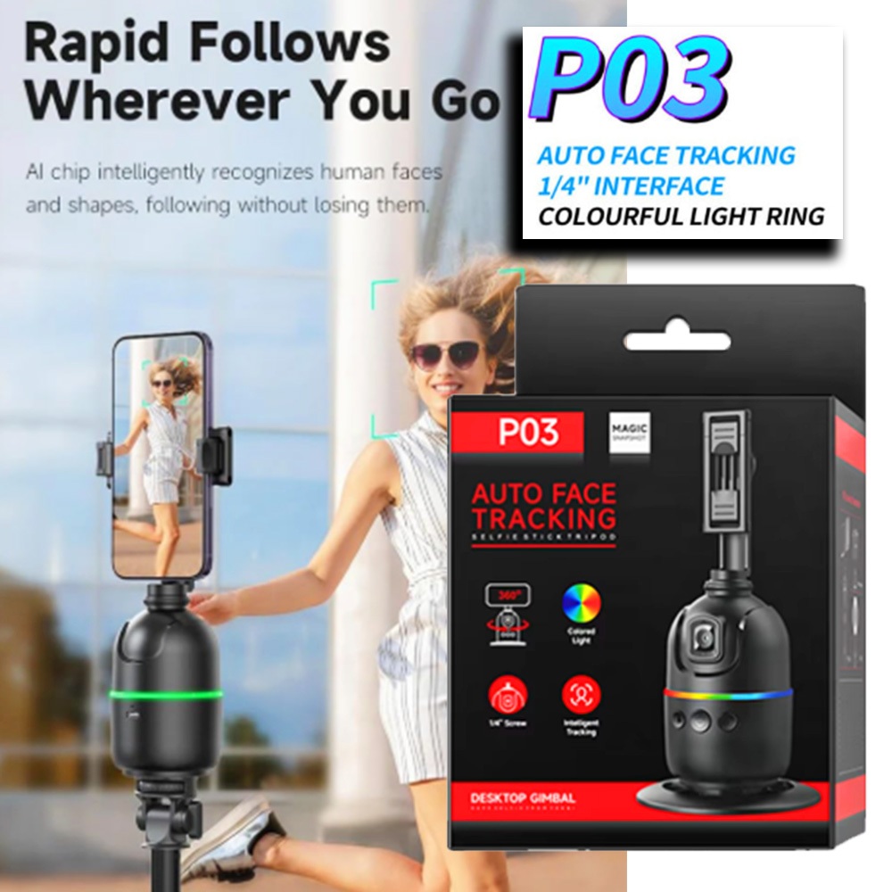 360° Auto Rotate P03 Gimbal Camera Stabilizer Smart AI Face Tracking ...
