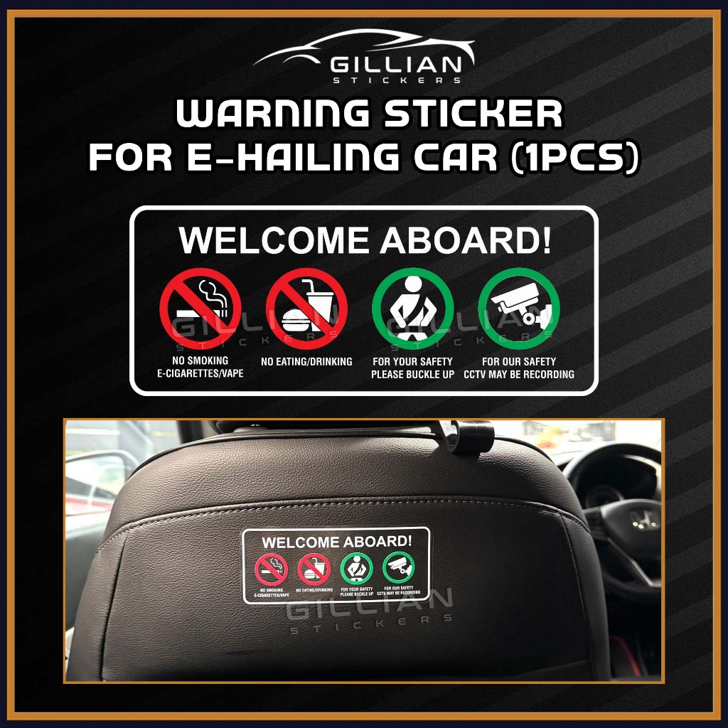 Warning Sticker Suitable for E-Hailing, Grab, Taxi, or Private Car ...