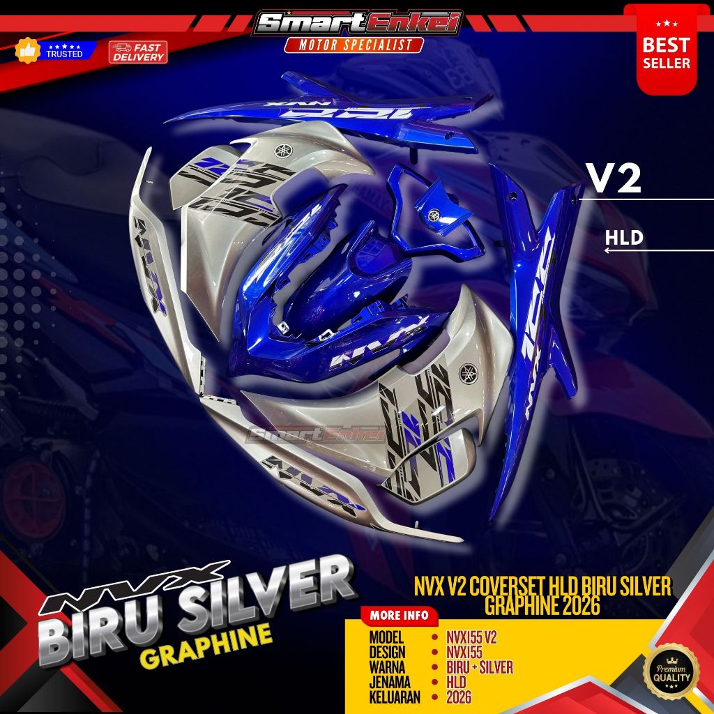 HLD-NVX V2 COVERSET HLD BIRU SILVER GRAPHINE 2026 | Shopee Malaysia