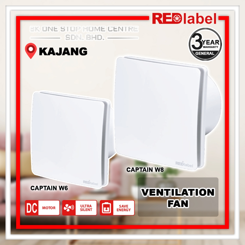 REDlabel Exhaust Fan (Captain W6 / W8) DC Motor | Ultra Silent / Wall ...