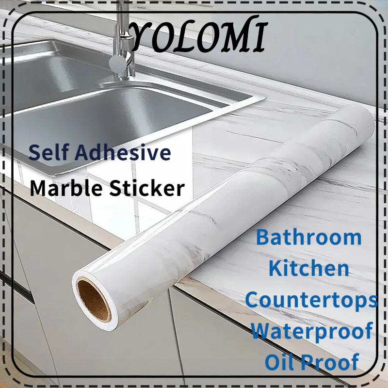 YOLOMI Wall Paper Dinding Marble Sticker Self Adhesive Kitchen ...