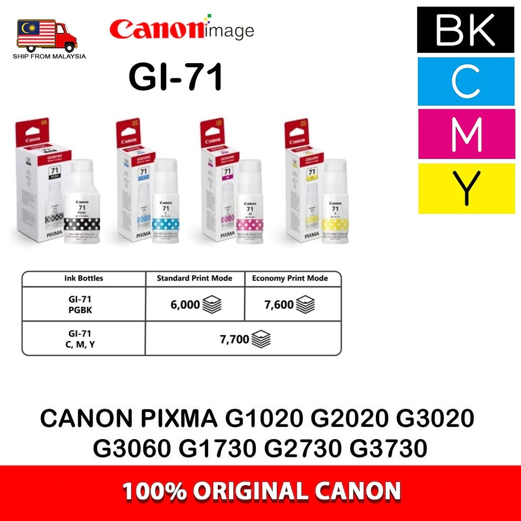 CANON GI71 GI-7I ink ORIGINAL for Canon Printer G1020 G1730 G2020 G2060 ...
