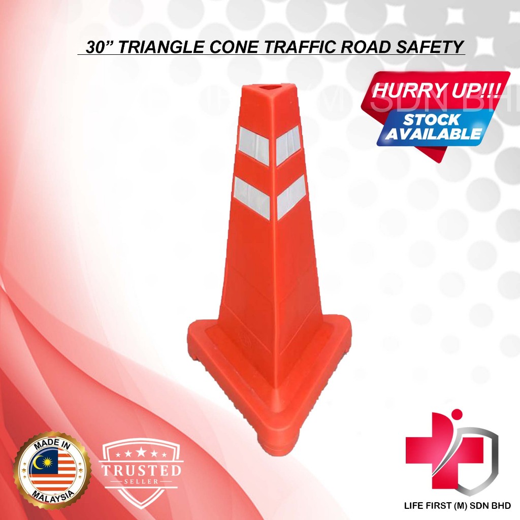 TRIANGLE SAFETY CONE 28" ROAD TRAFFIC | Shopee Malaysia