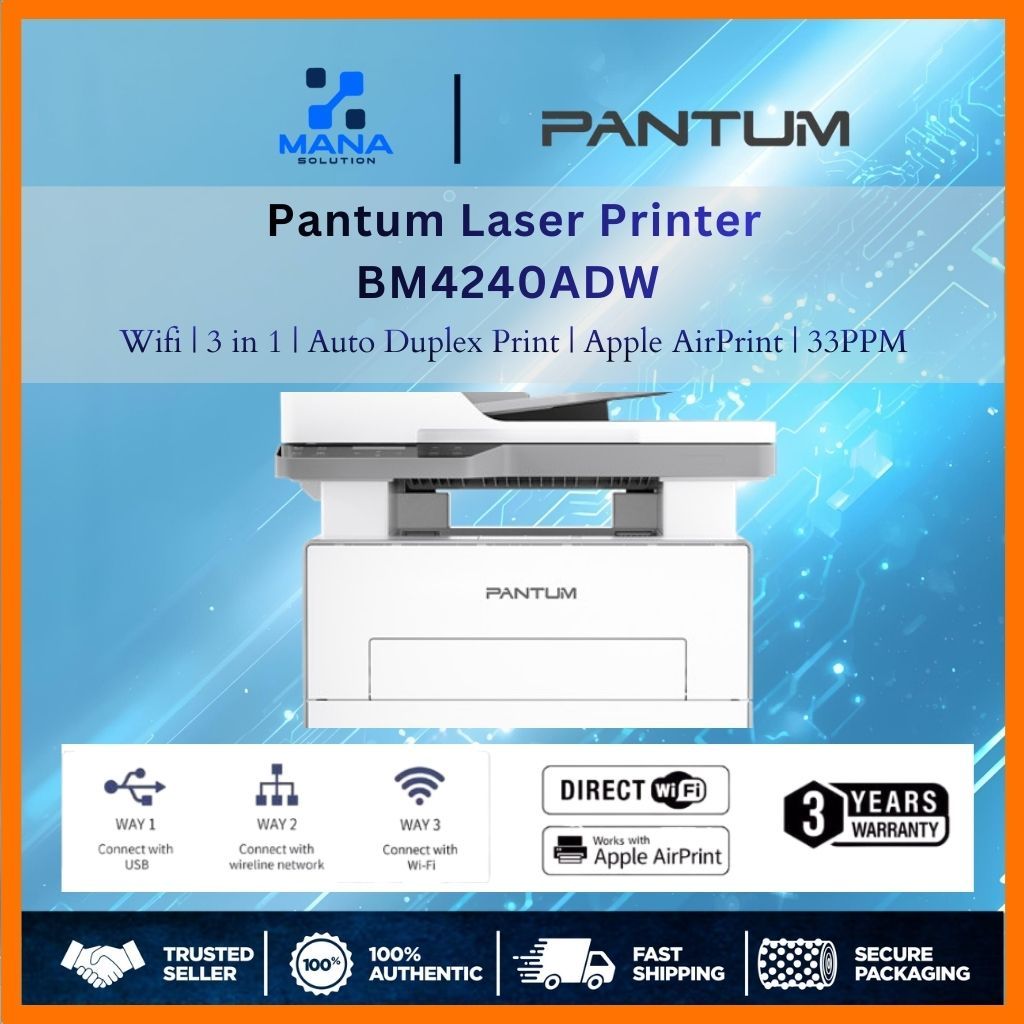 Pantum BM4240ADW Mono Laser Multifunction Printer | 3 in 1 | USB+NET+Wi ...