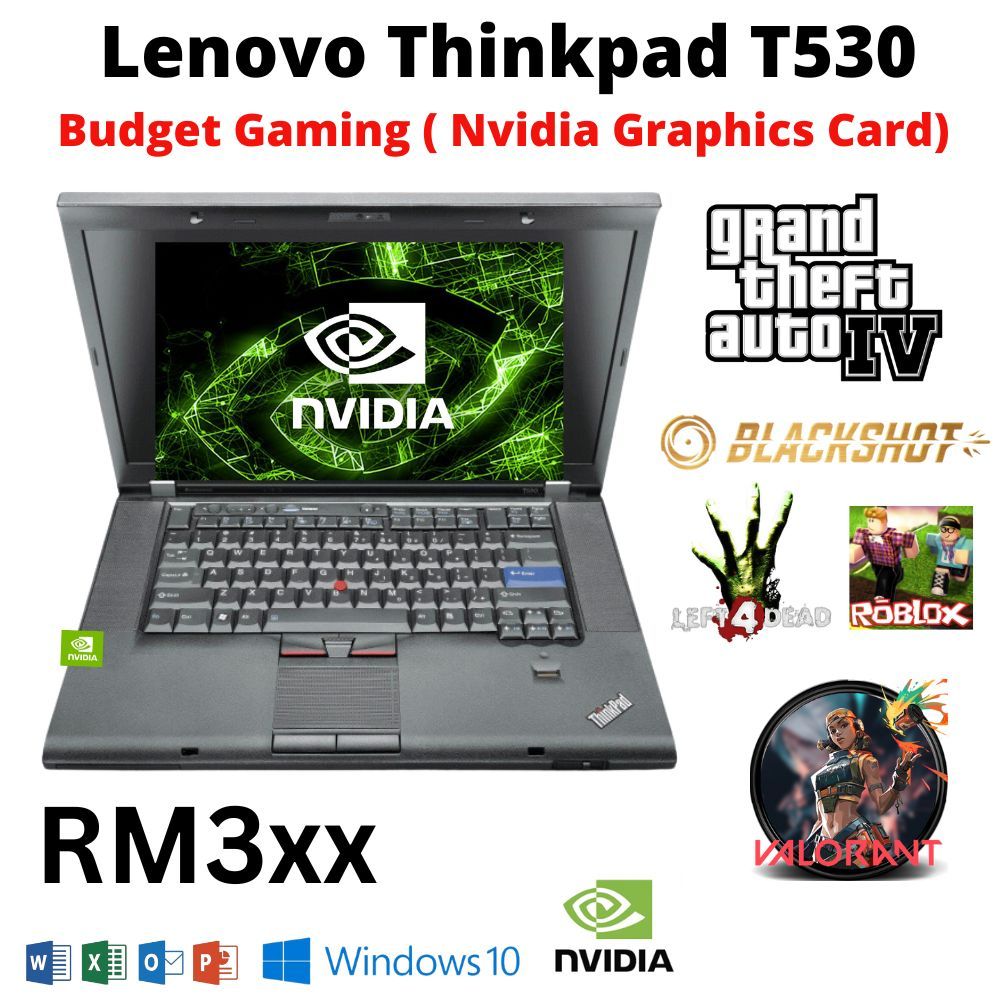 Workstation Gaming Lenovo T530 Nvidia LAPTOP i5-3th 8GB Ram 256GB SSD ...