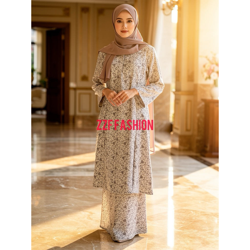 Baju Kurung Pahang klasik labuh ada zip ironless Clothing Set Wanita ...