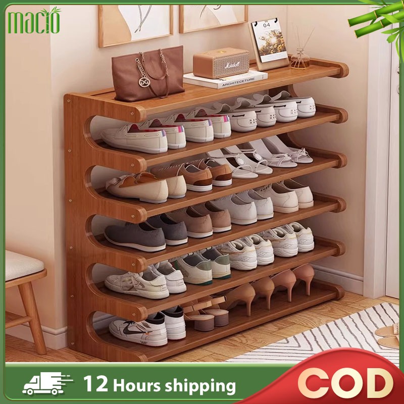 🔥Hot Sales Bamboo Rak Kasut Kayu Shoes Rack 5/6 Layers White/Brown Shoe ...